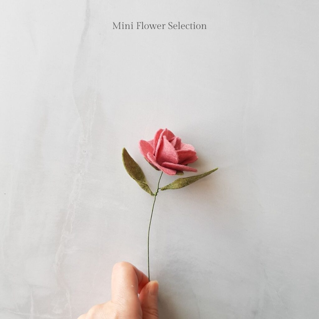 Mini Rose Felt Flower Single Stem - The Tsubaki