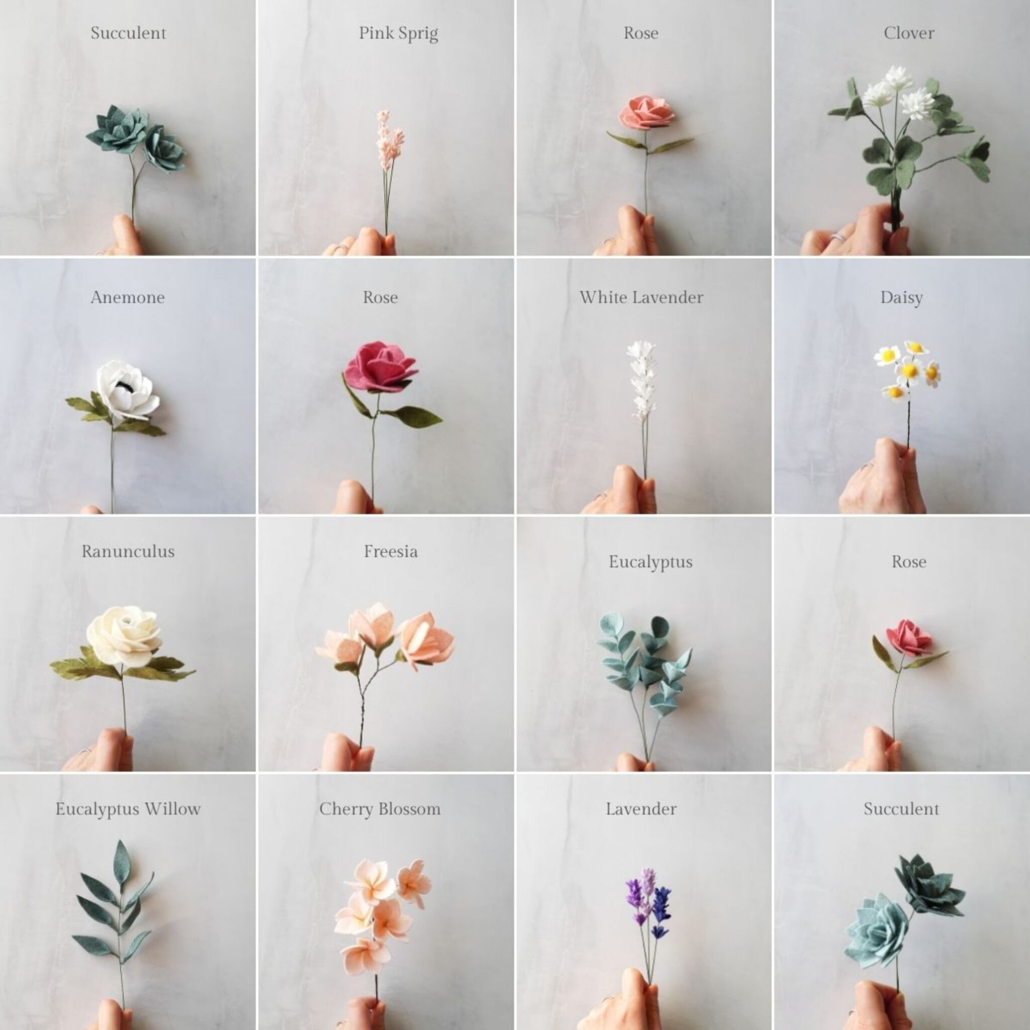 Mini Felt Clover Flower Bouquet - The Tsubaki