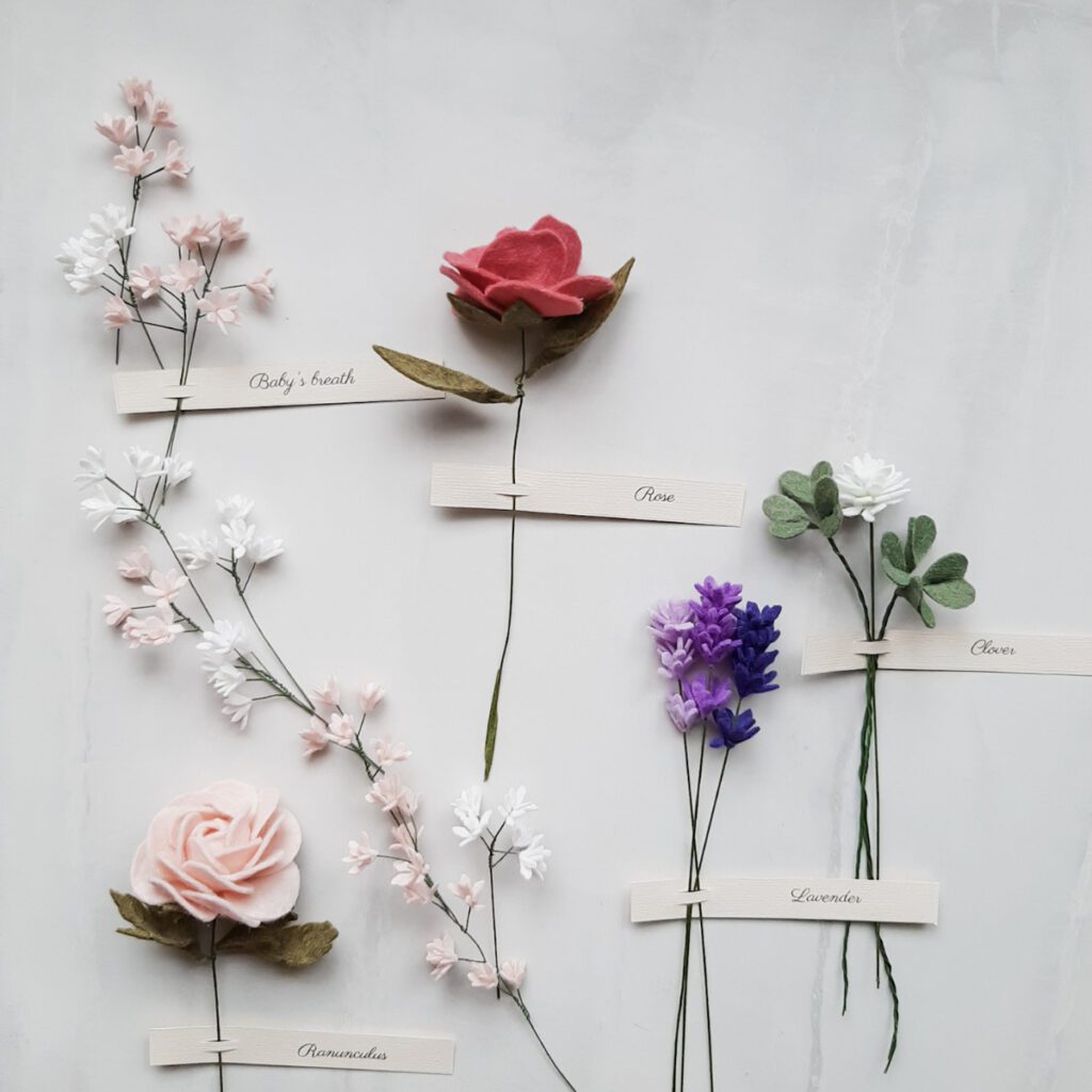 Mini Rose Felt Flower Single Stem - The Tsubaki