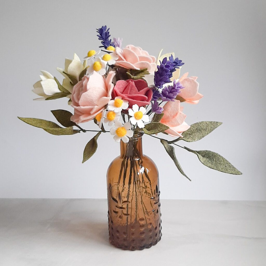 Mini Rose Felt Flower Single Stem - The Tsubaki