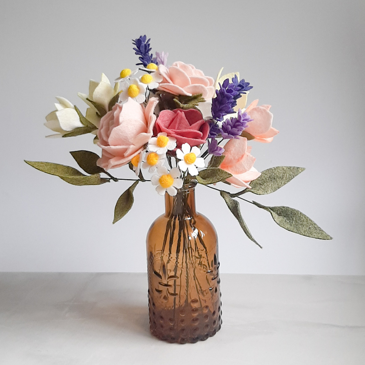 Mini Rose Felt Flower Single Stem - The Tsubaki