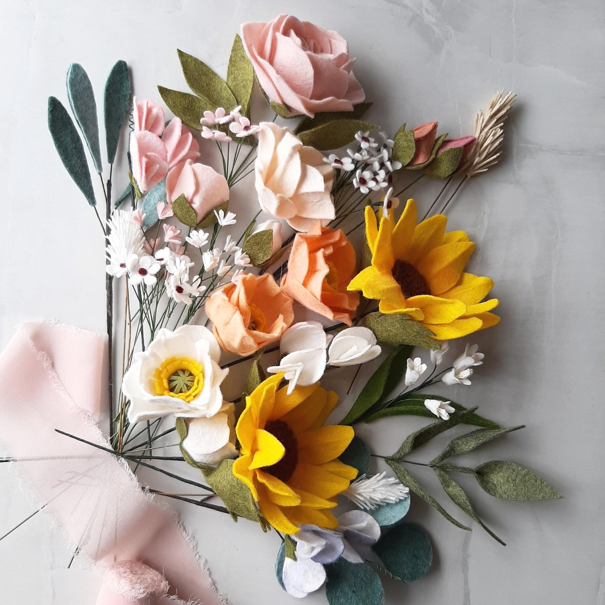 Mini Olive Tree Branch Felt Stem - The Tsubaki