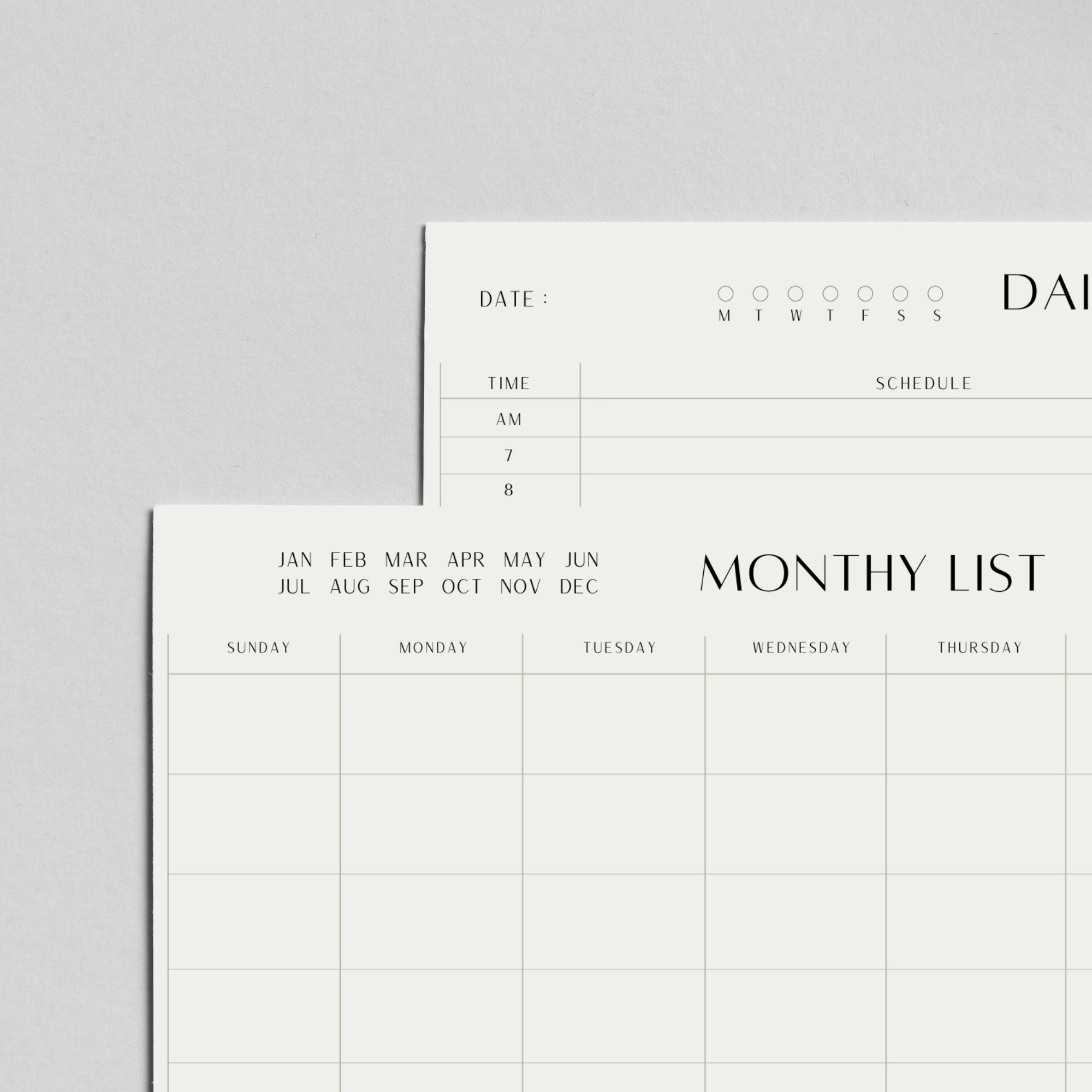 Monthly List Pad Simple Planner - Sunnday Start - The Tsubaki