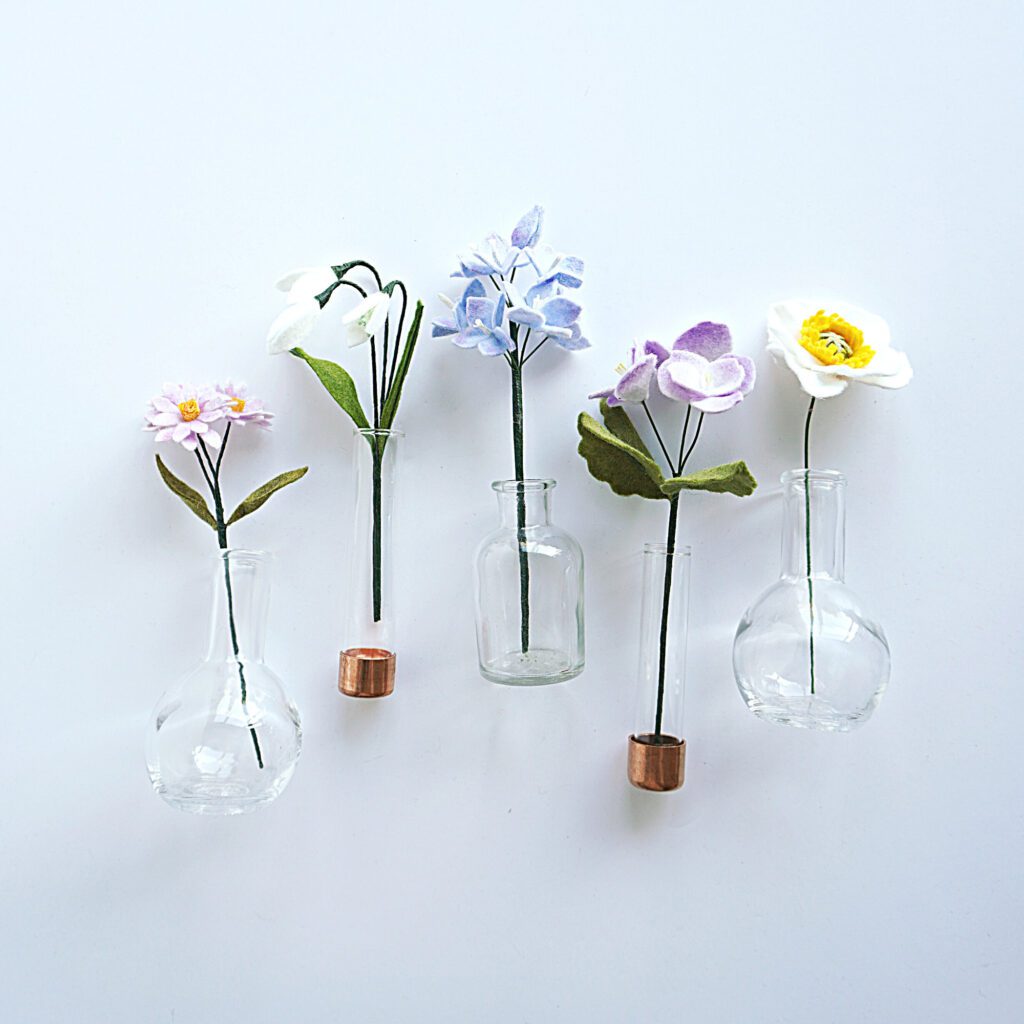 Clear Glass Vase For Mini Flower Selection - The Tsubaki
