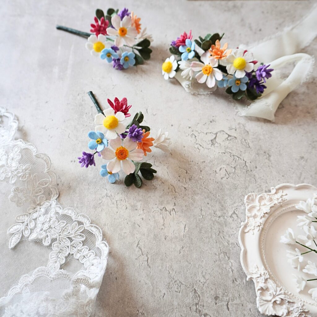 Felt Wildflower Corsage and Boutonniere Set - The Tsubaki