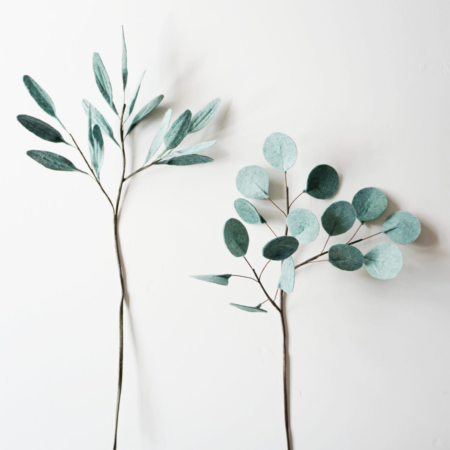 Felt Eucalyptus Olive Branch Artificial Single Stem - The Tsubaki